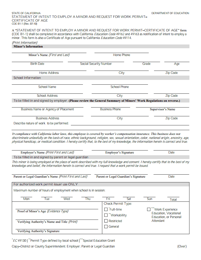 Work Permit Application
